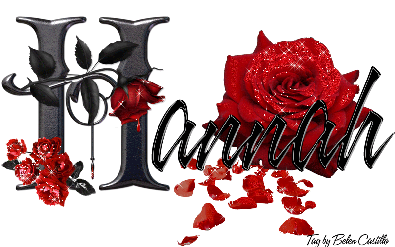 Red Roses - Hannah (in Glitter Text)