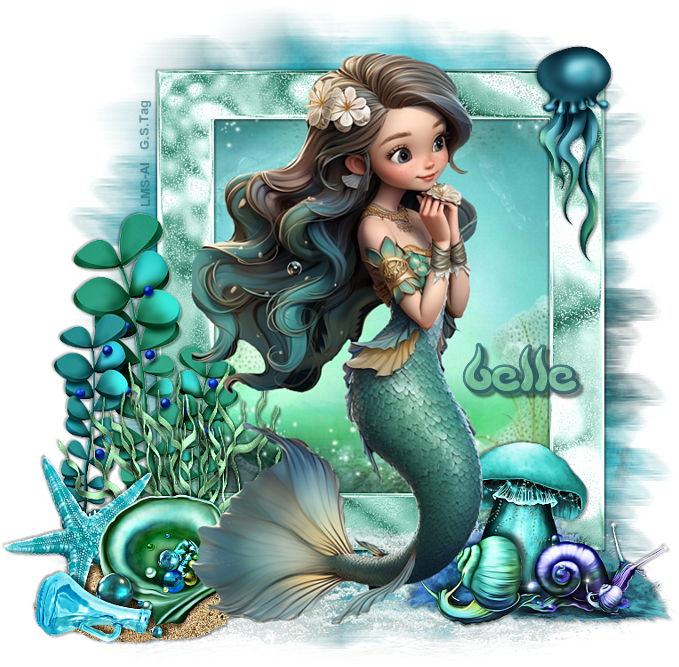 Mermaid (Belle) (in Glitter Text)
